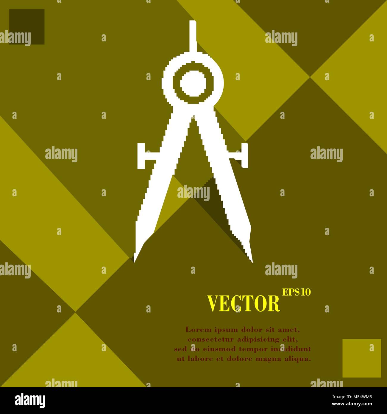 Mathematical Compass icon symbol on yellow abstract geometric ...