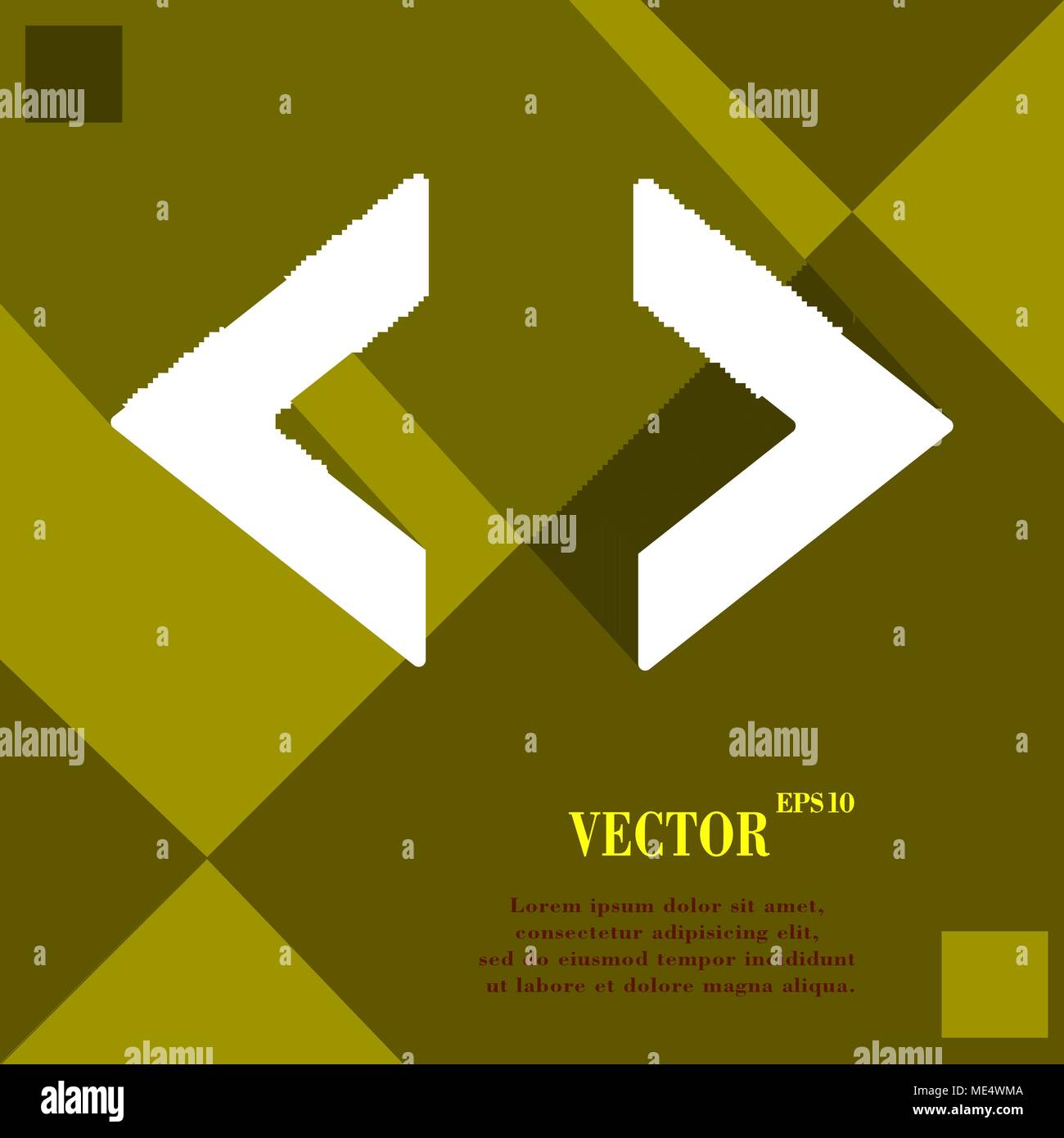 Code icon symbol on yellow abstract geometric background with long ...