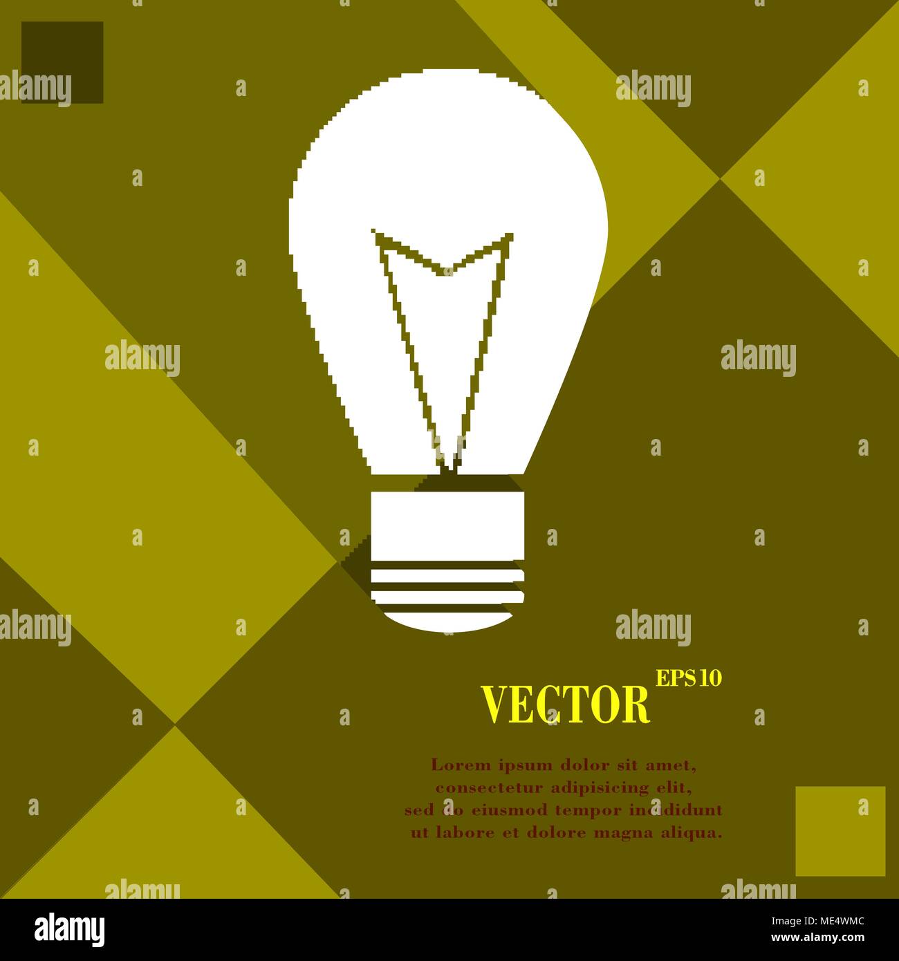Light lamp icon symbol on yellow abstract geometric background with ...