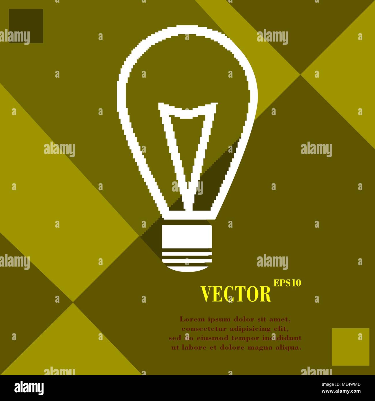 Light lamp icon symbol on yellow abstract geometric background with ...