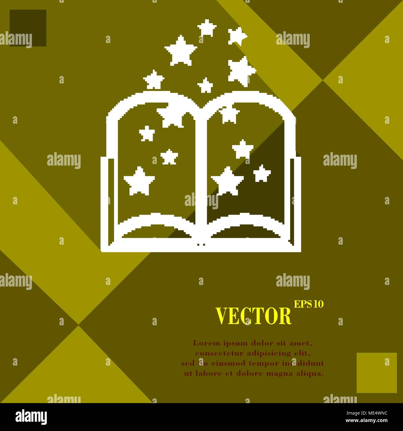 Magic Book icon symbol on yellow abstract geometric background with ...