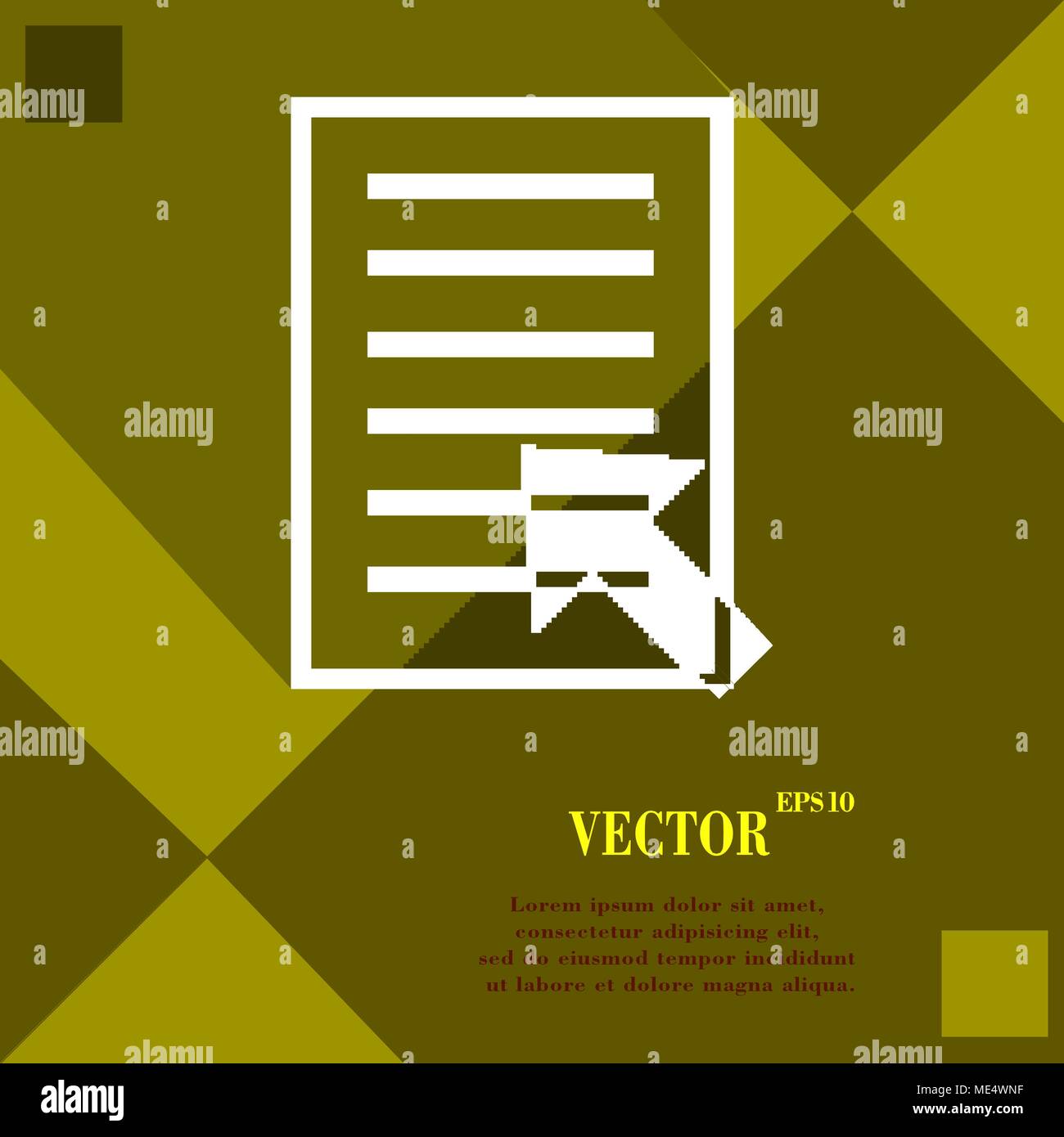 Text file icon symbol on yellow abstract geometric background with long ...