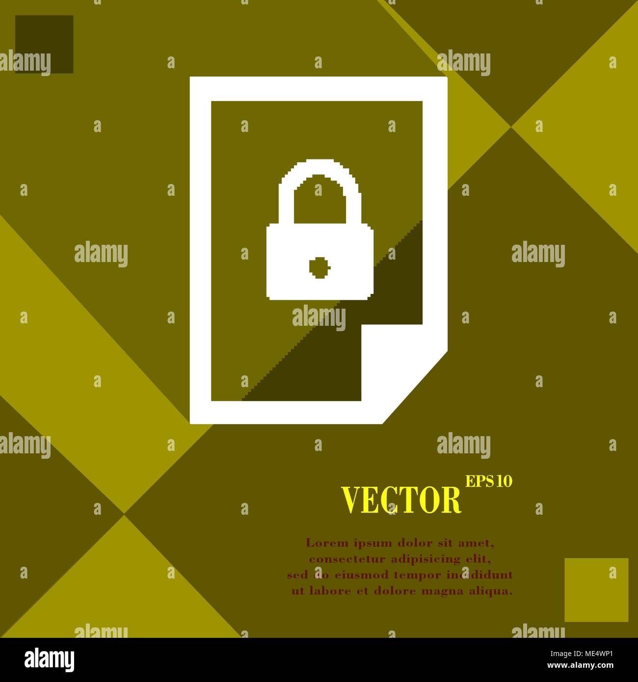 file locked icon symbol on yellow abstract geometric background with ...