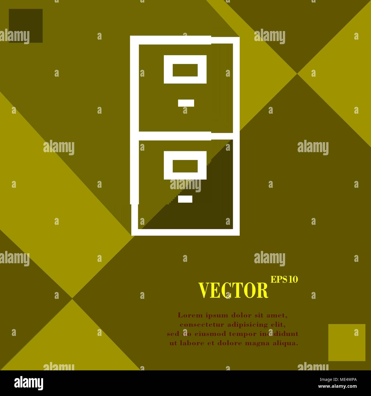 Safe icon symbol on yellow abstract geometric background with long ...