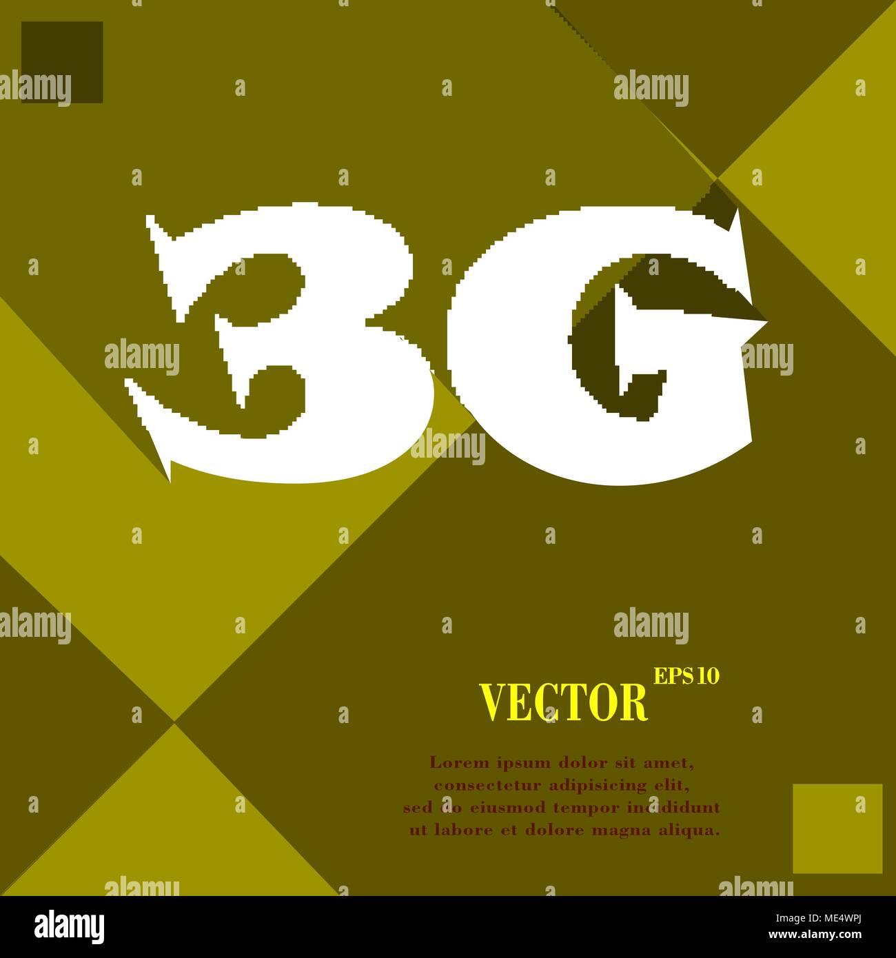 3G icon symbol on yellow abstract geometric background with long ...