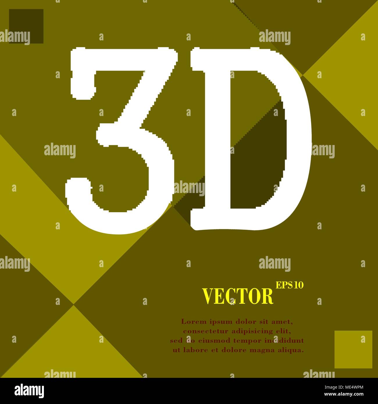 3D icon symbol on yellow abstract geometric background with long ...