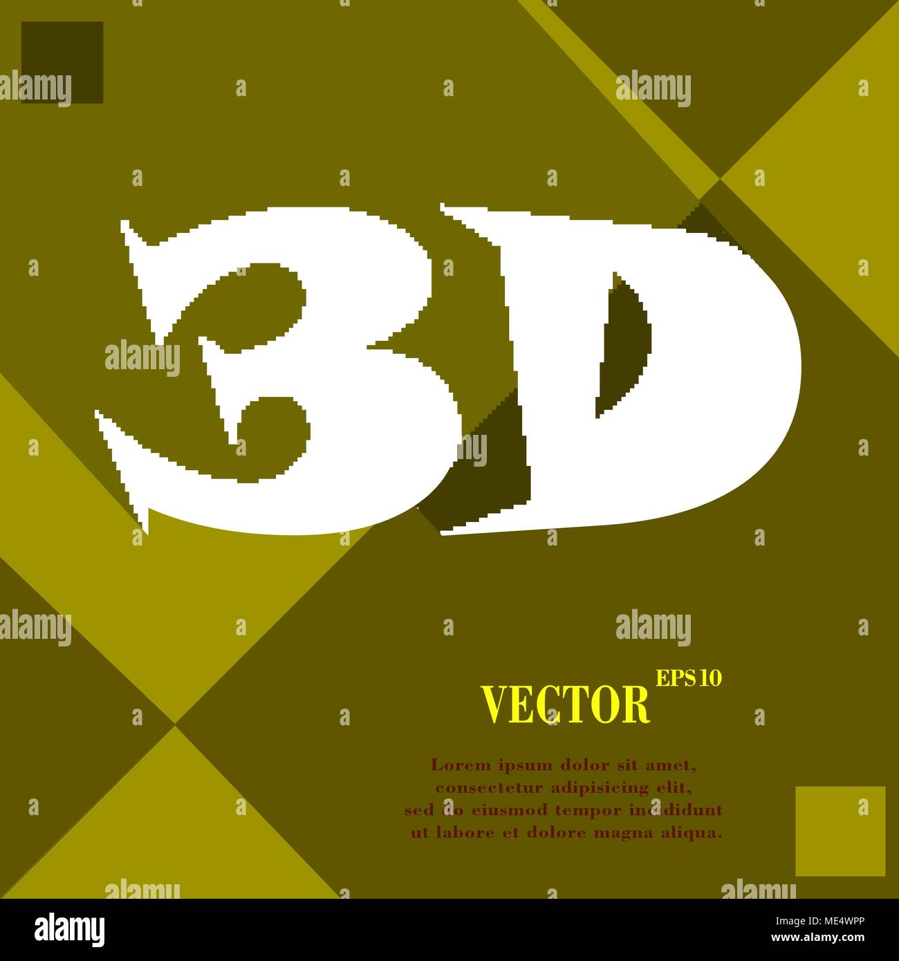 3D icon symbol on yellow abstract geometric background with long ...