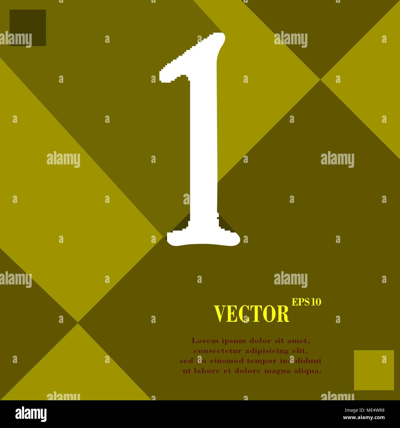 number one icon symbol on yellow abstract geometric background with ...