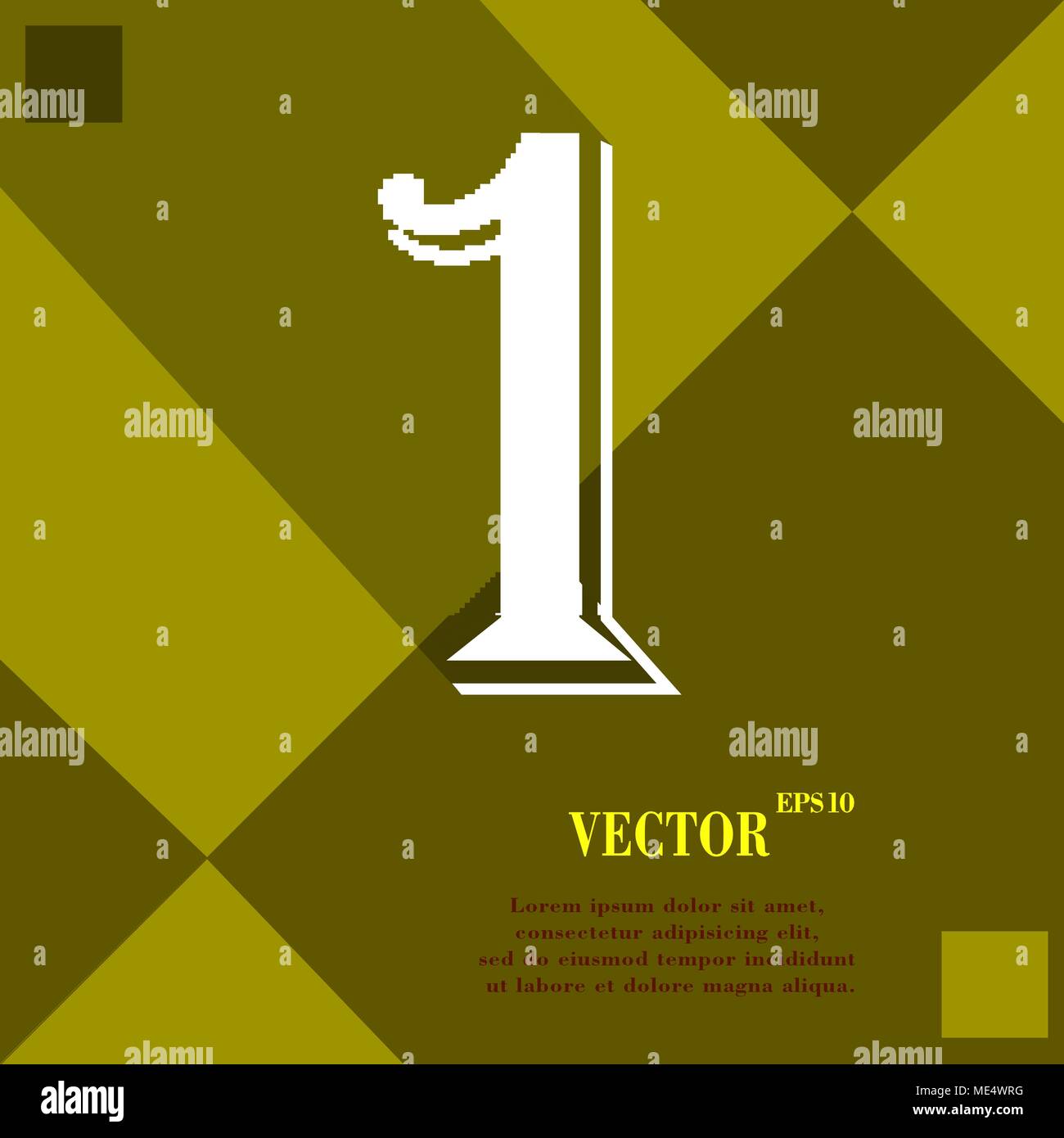 number one icon symbol on yellow abstract geometric background with ...