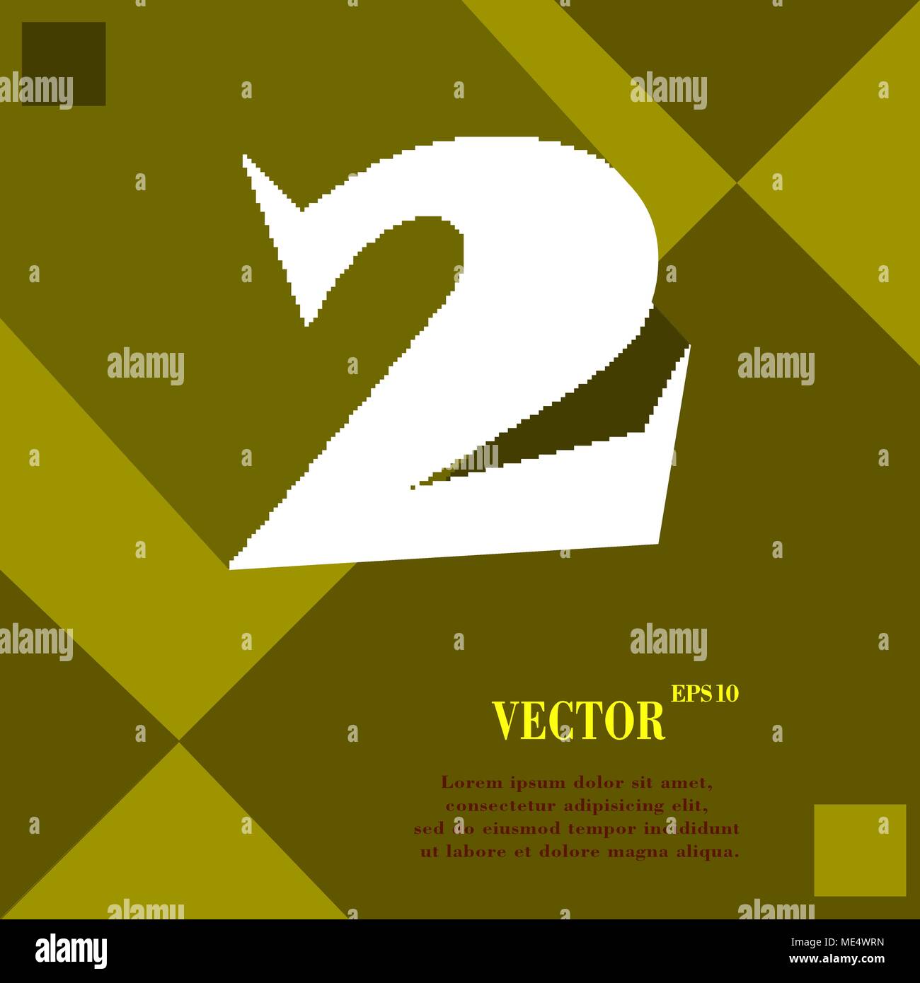 number two icon symbol on yellow abstract geometric background with ...