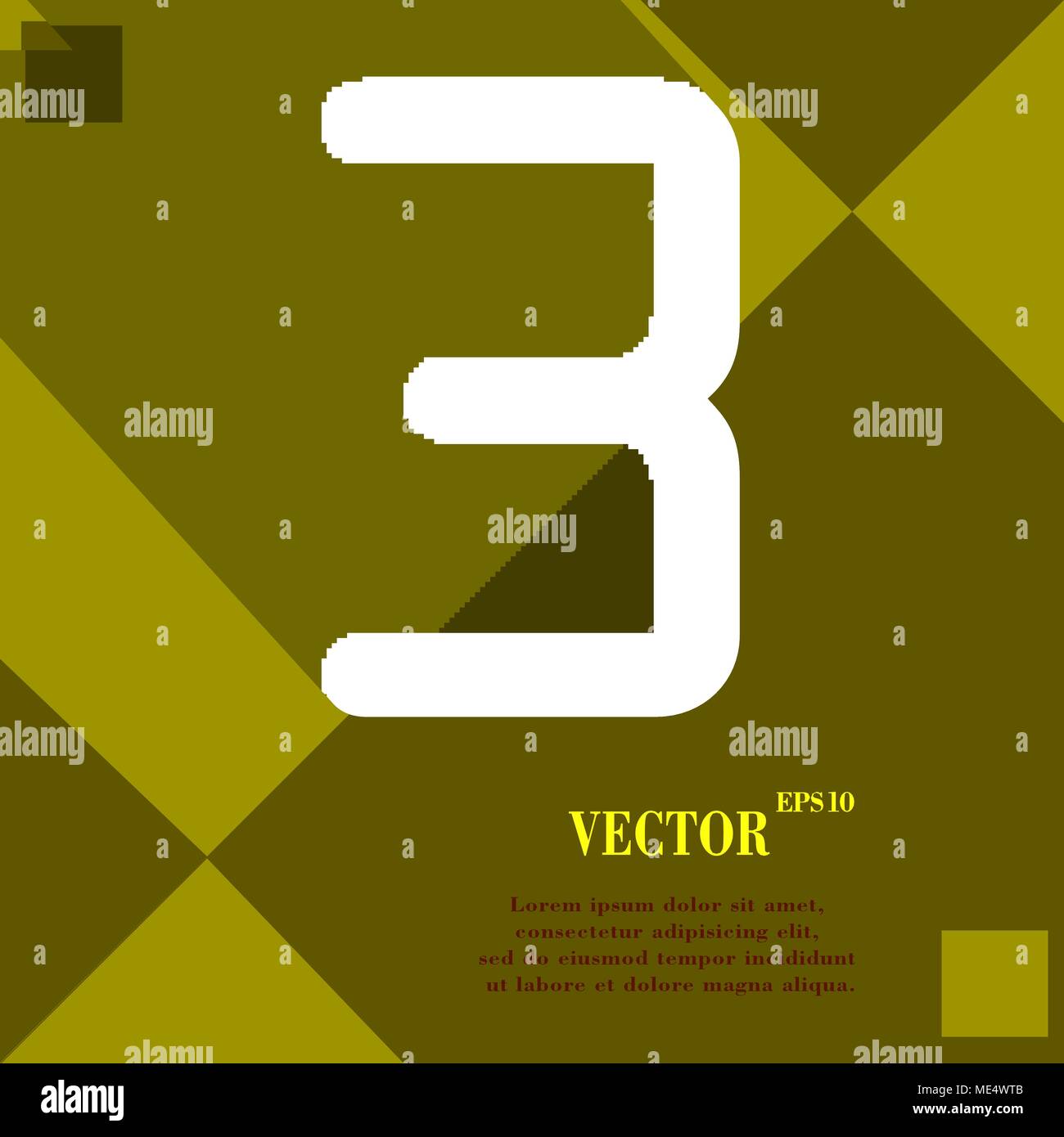 number three icon symbol on yellow abstract geometric background with ...