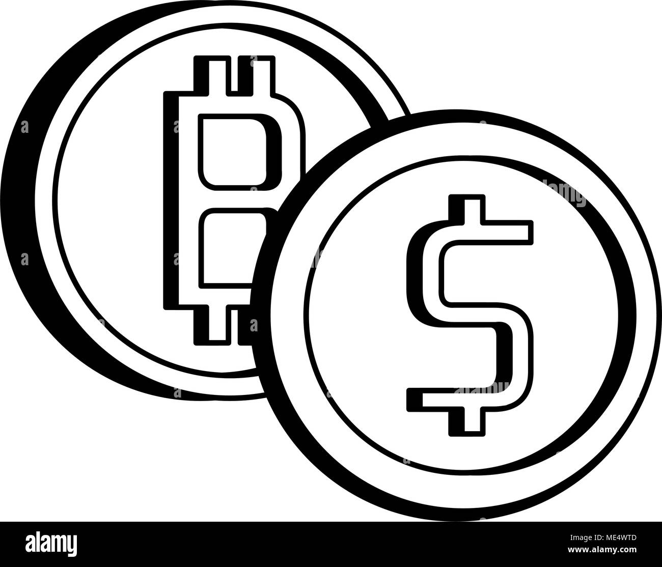 Bitcoin and coin symbol on black and white Stock Vector Image & Art - Alamy