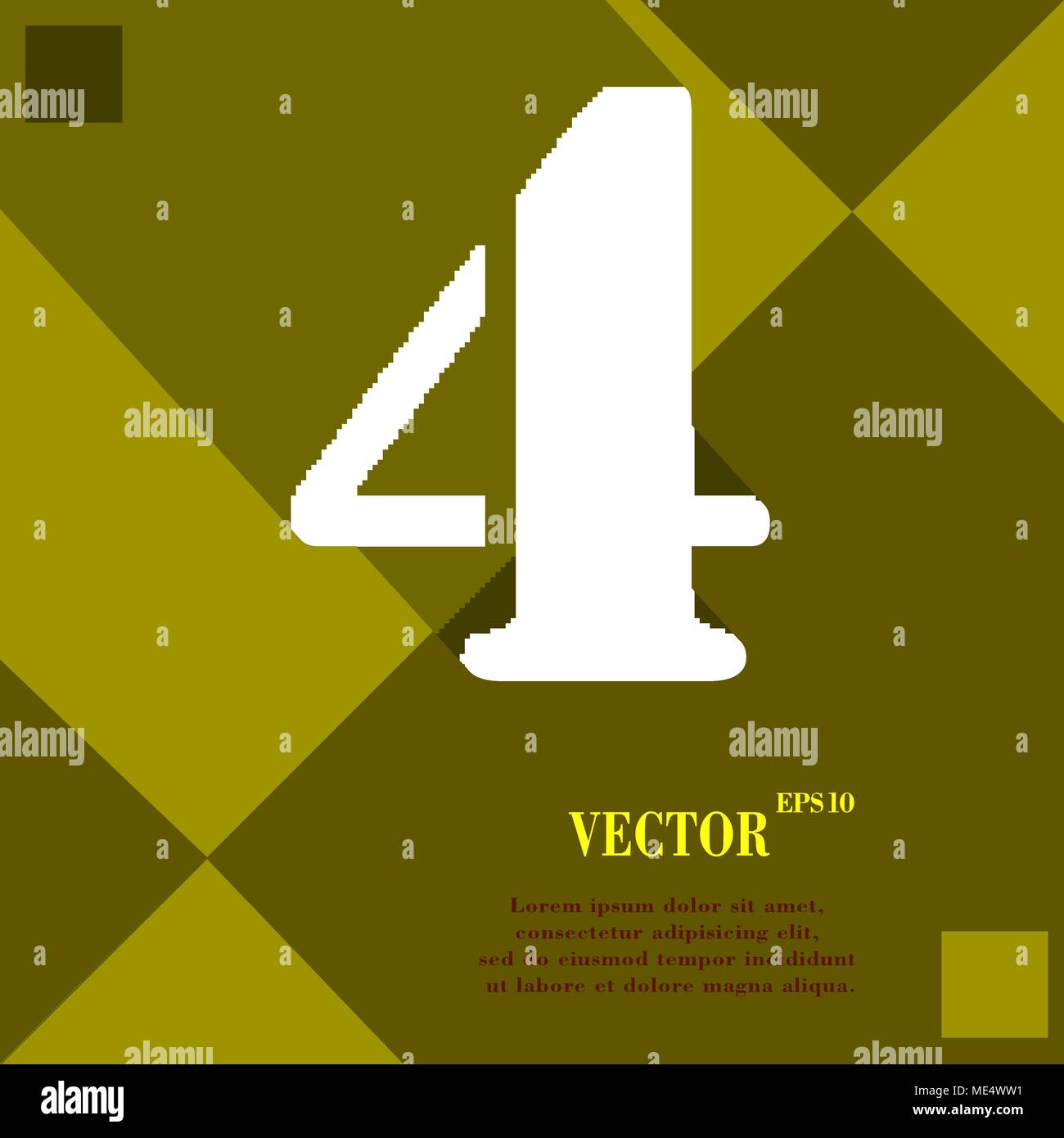 number four icon symbol on yellow abstract geometric background with ...