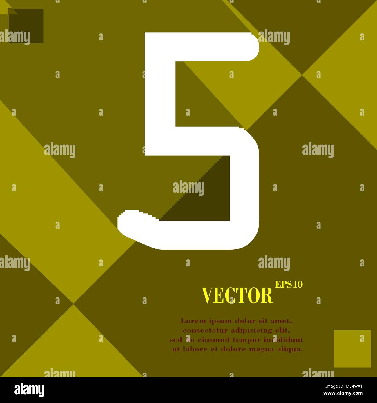 number five icon symbol on yellow abstract geometric background with ...