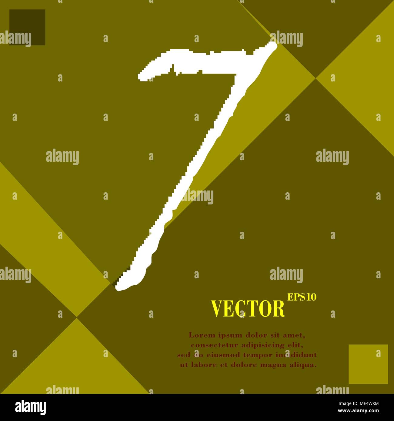 number seven icon symbol on yellow abstract geometric background with ...