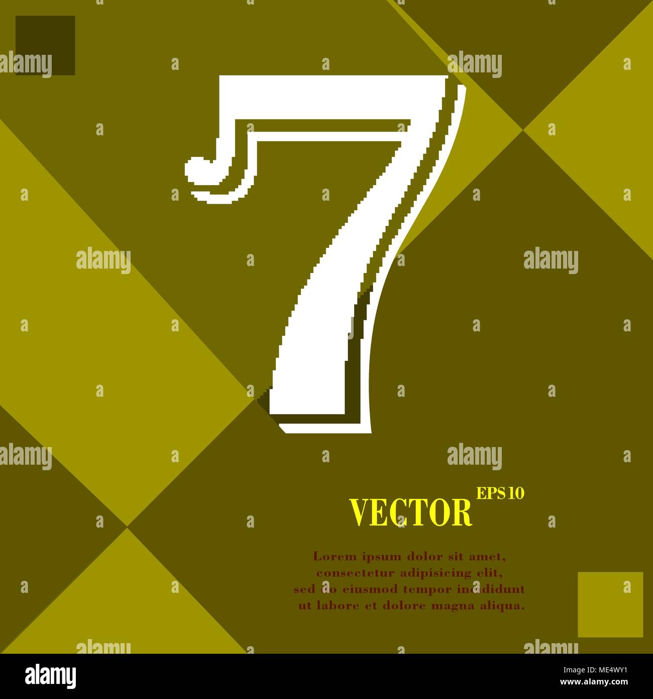 number seven icon symbol on yellow abstract geometric background with ...