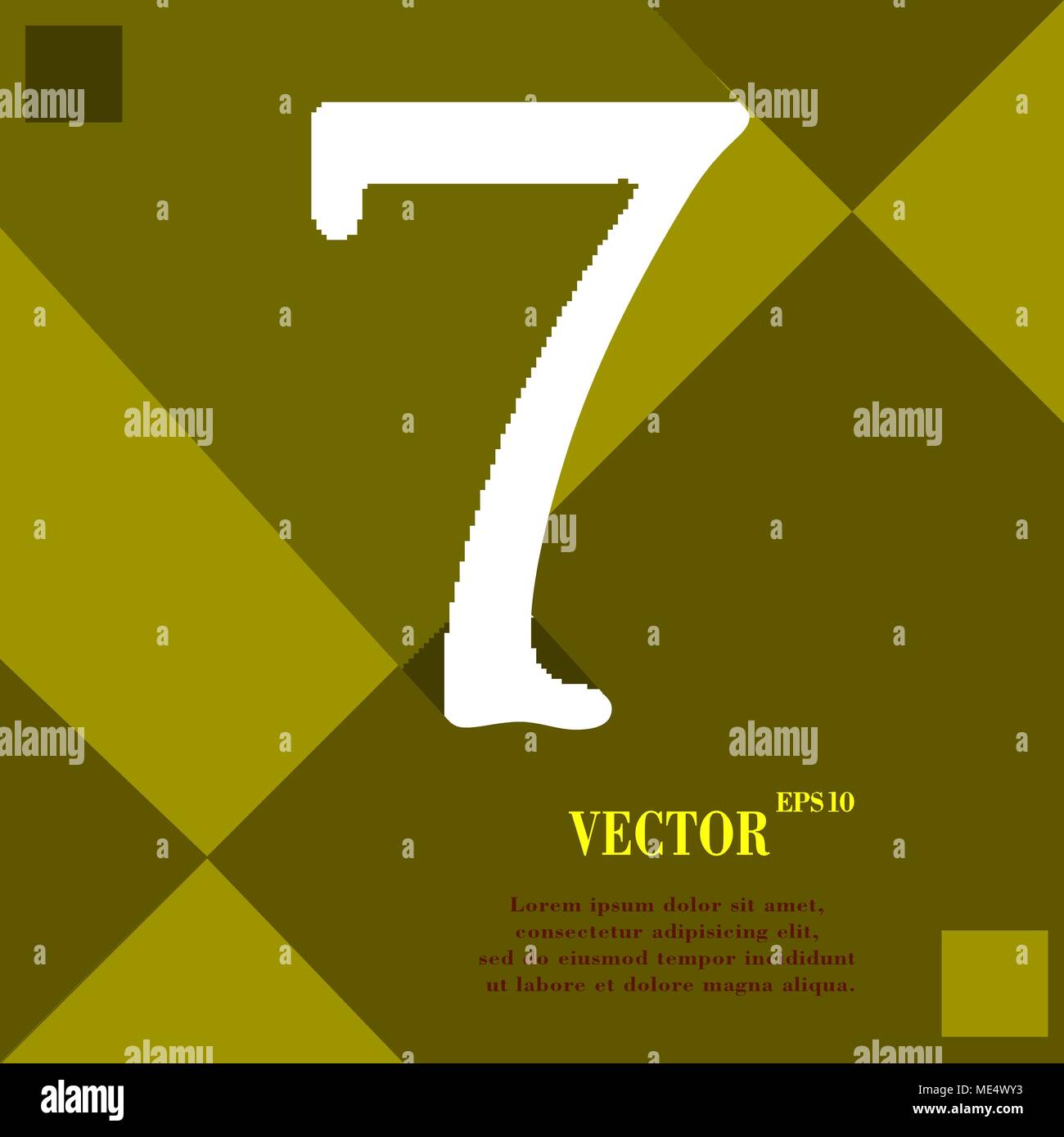 number seven icon symbol on yellow abstract geometric background with ...