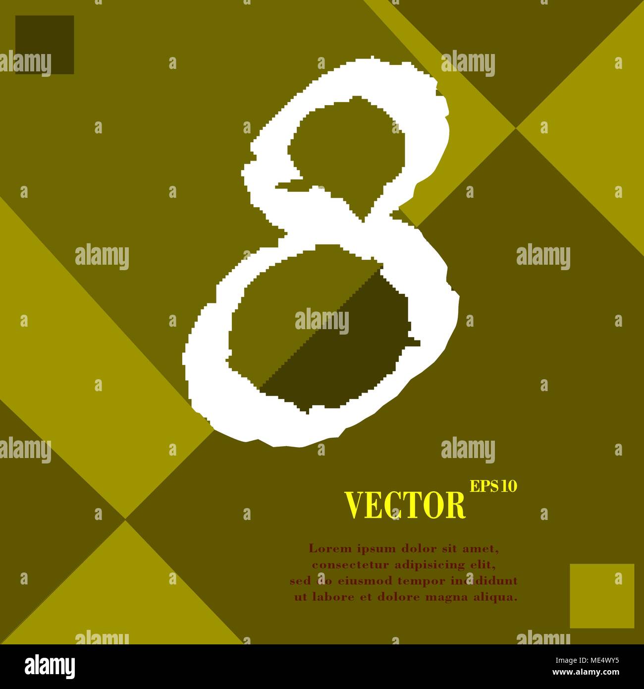 number Eight icon symbol on yellow abstract geometric background with ...