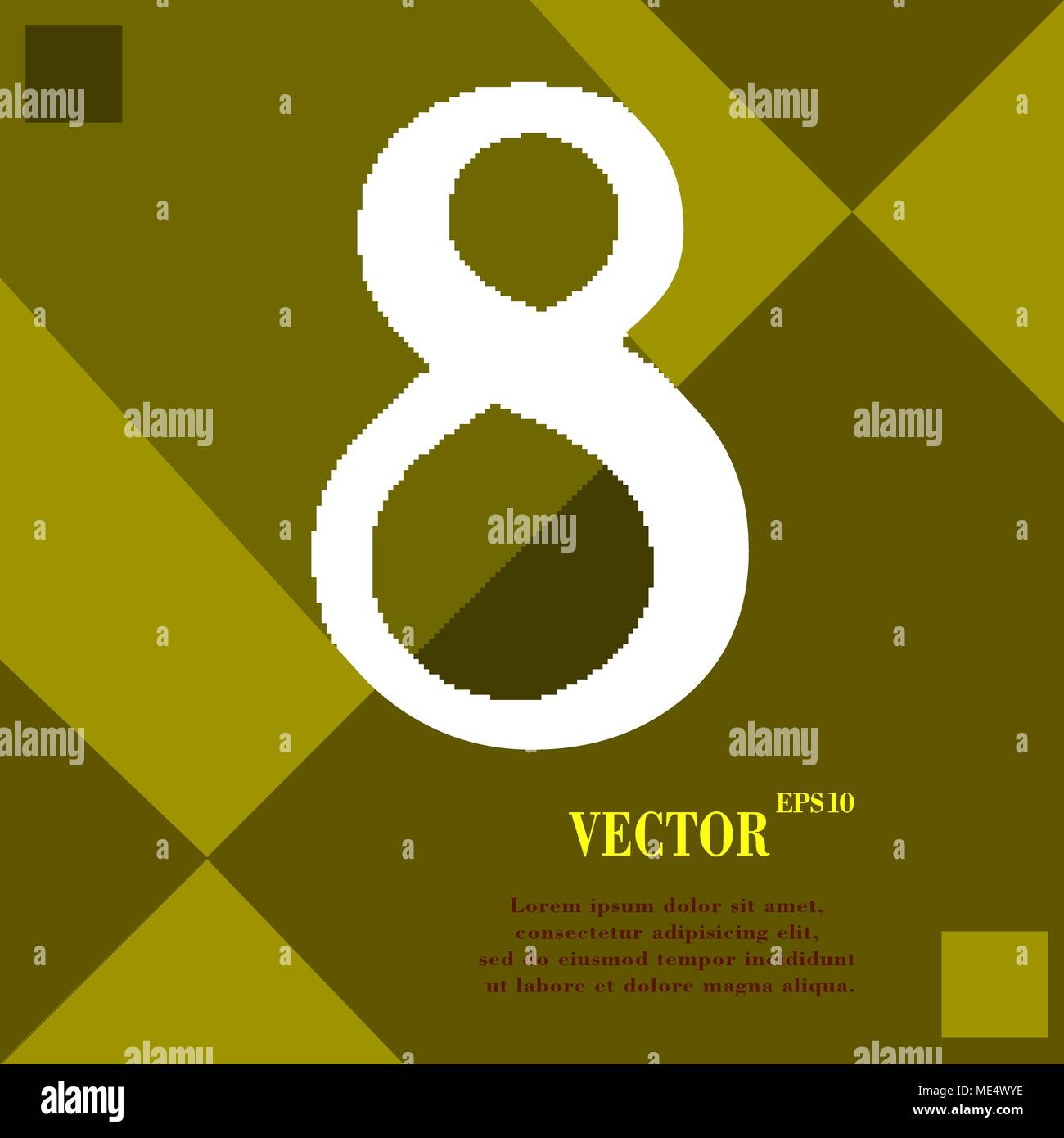 number Eight icon symbol on yellow abstract geometric background with ...