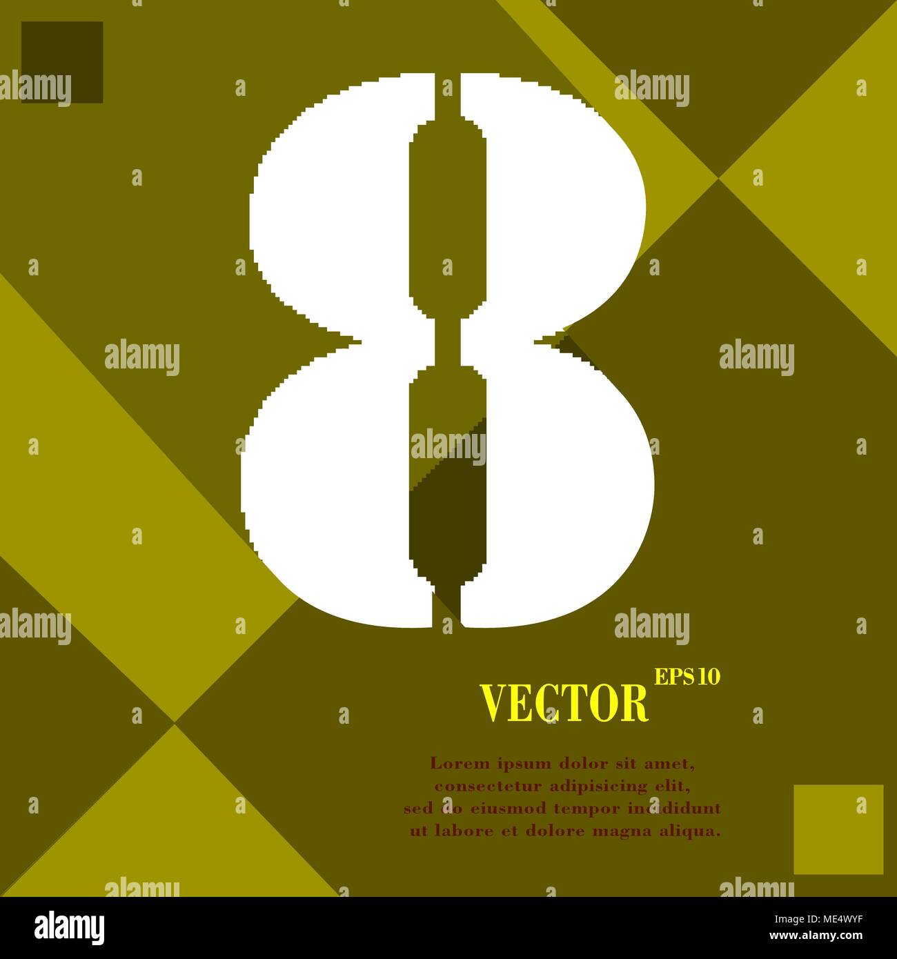 number Eight icon symbol on yellow abstract geometric background with ...