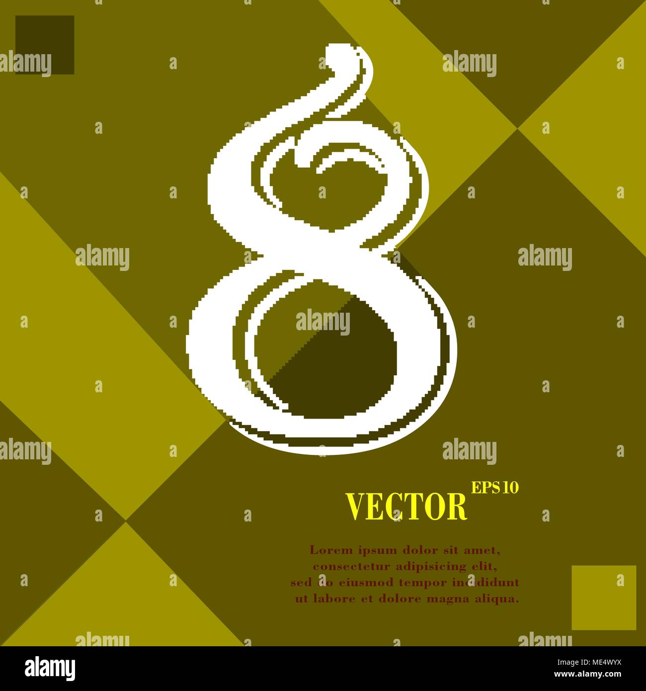 number Eight icon symbol on yellow abstract geometric background with ...