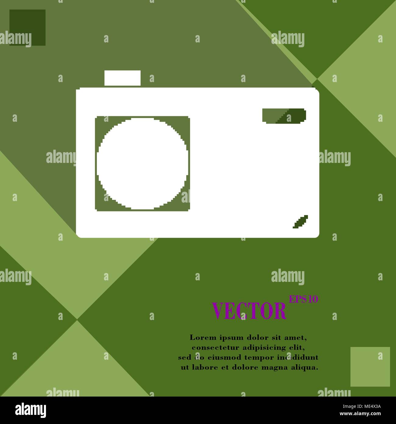 Photo camera icon symbol on green abstract geometric background with ...