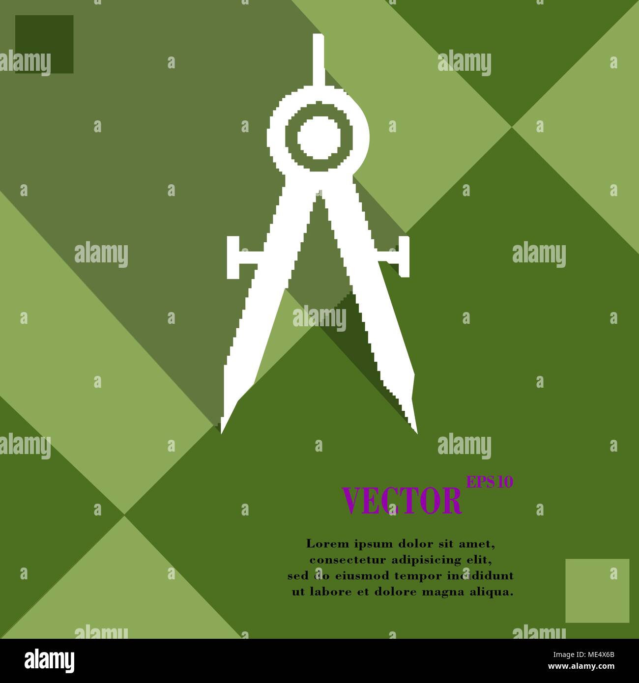 Mathematical Compass icon symbol on green abstract geometric background ...