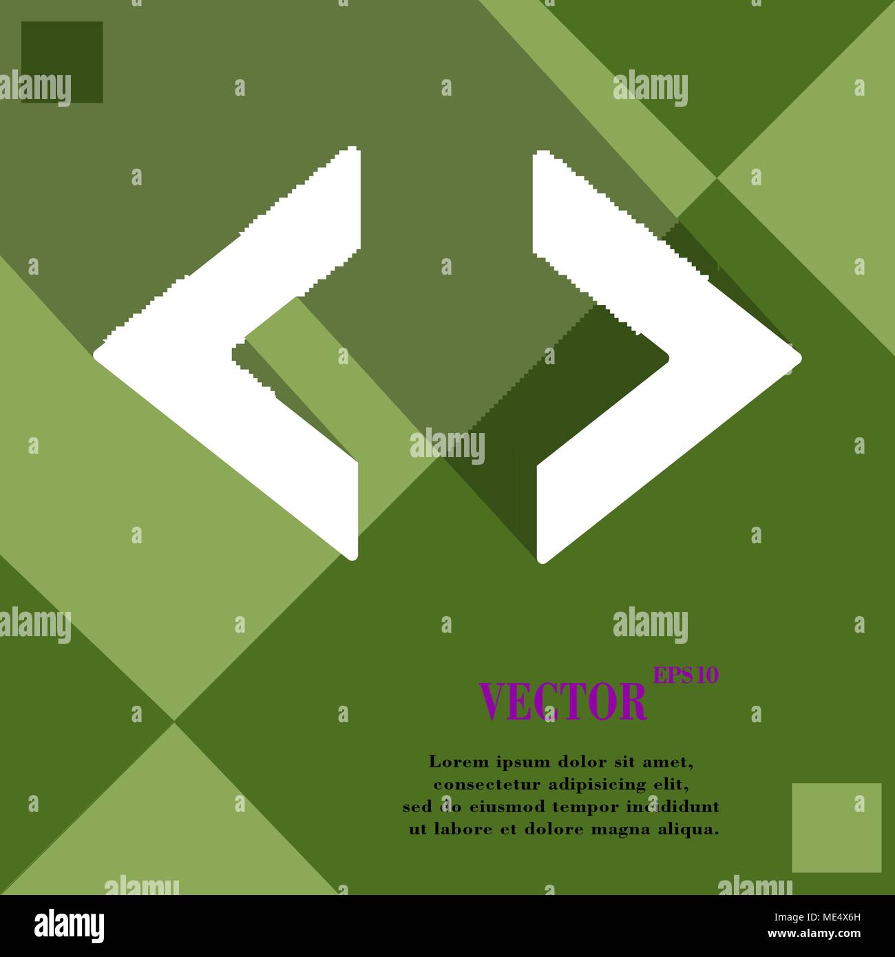 Code icon symbol on green abstract geometric background with long ...