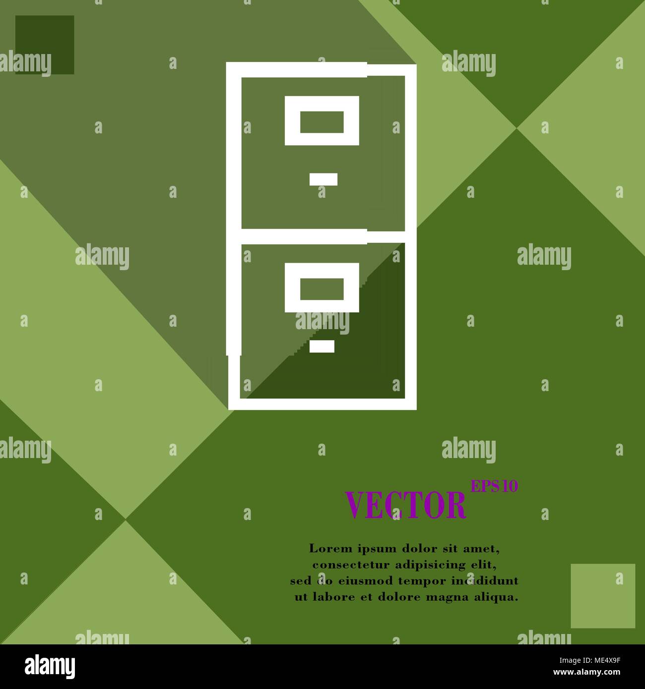 Safe icon symbol on green abstract geometric background with long ...