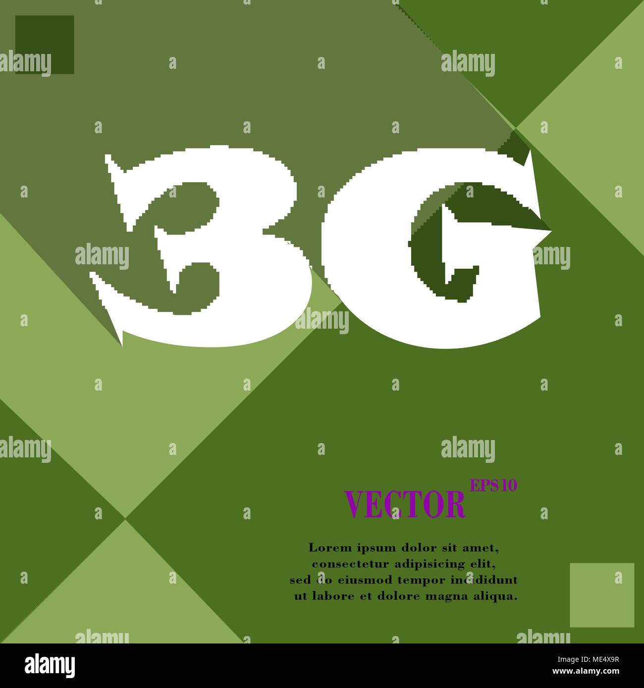 3G icon symbol on green abstract geometric background with long shadows ...