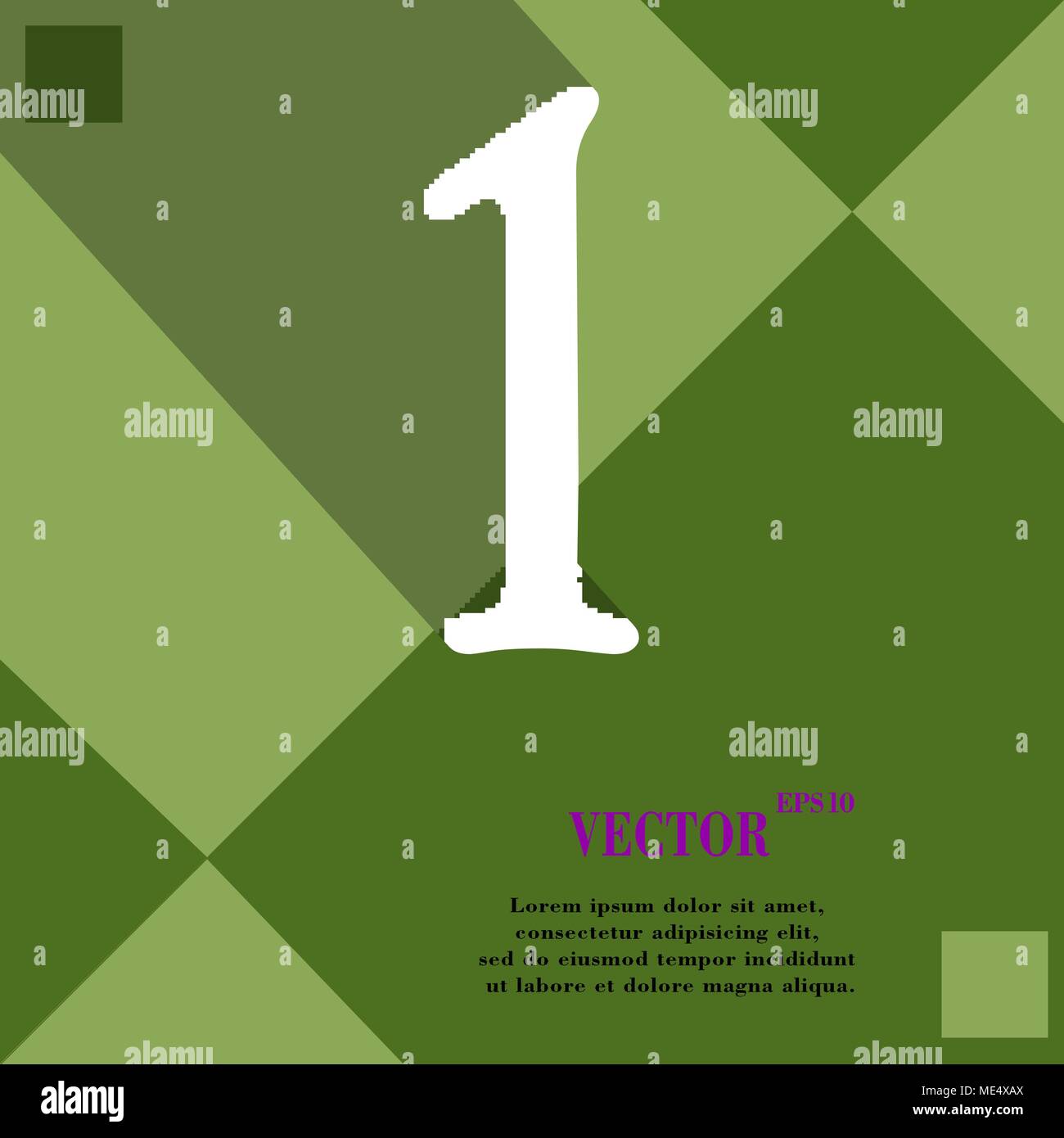 number one icon symbol on green abstract geometric background with long ...