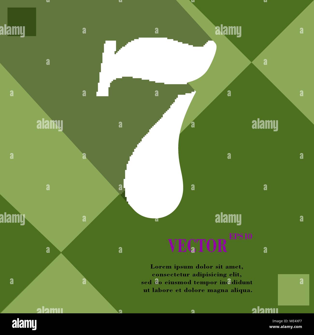 number seven icon symbol on green abstract geometric background with ...