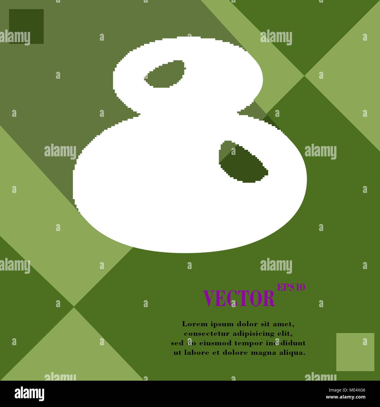 number Eight icon symbol on green abstract geometric background with ...