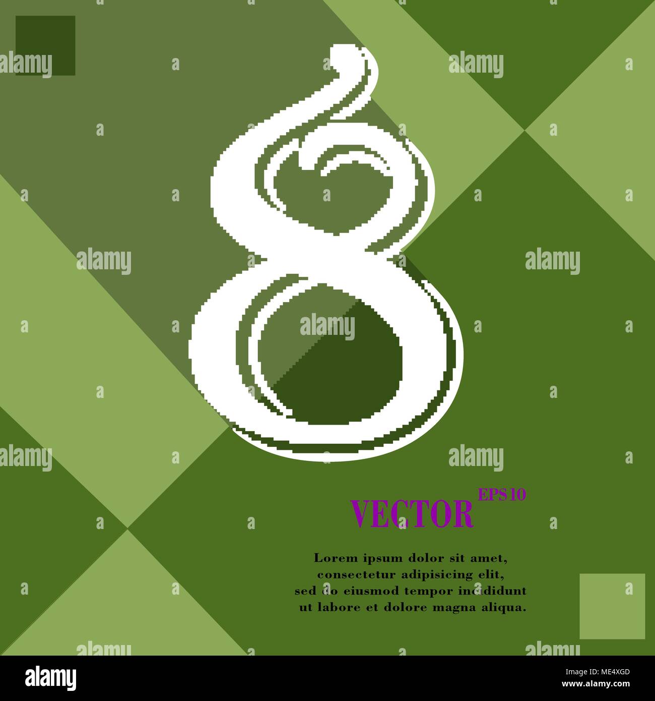 number Eight icon symbol on green abstract geometric background with ...