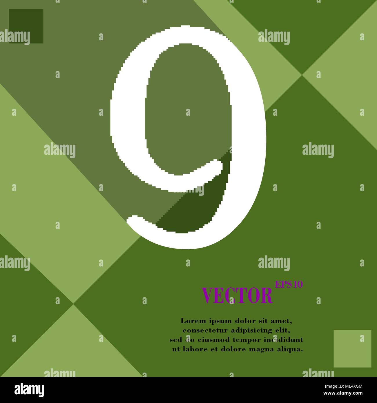 number Nine icon symbol on green abstract geometric background with ...