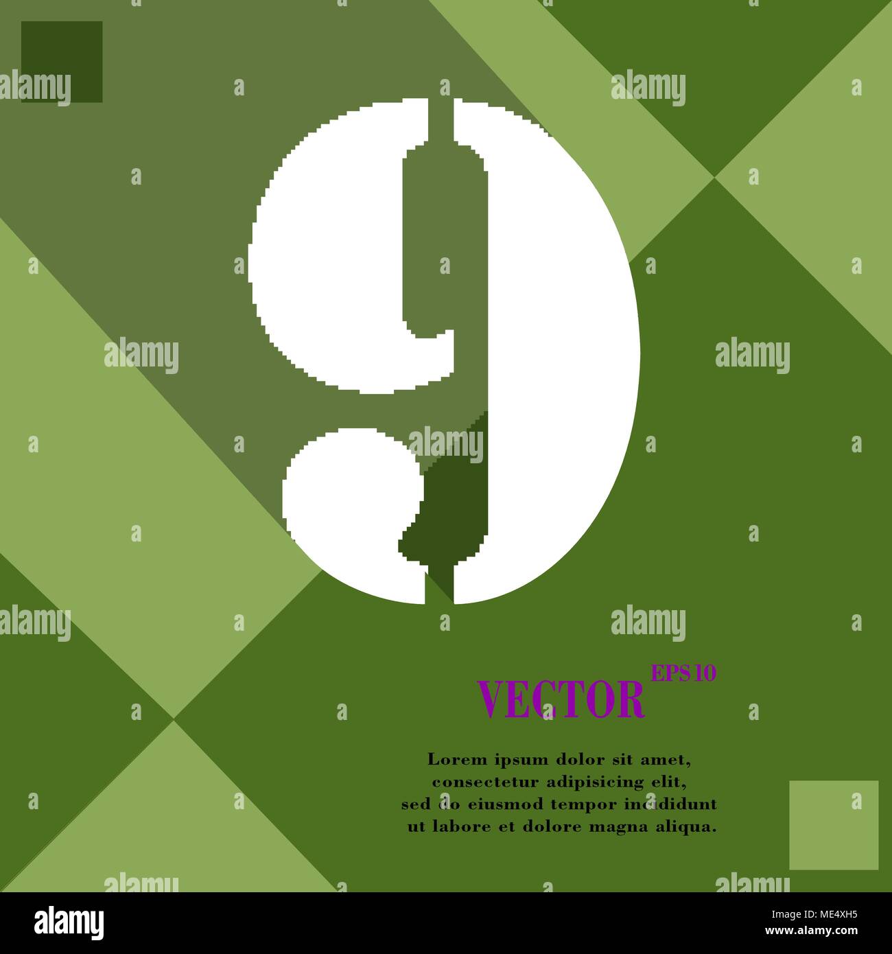 number Nine icon symbol on green abstract geometric background with ...