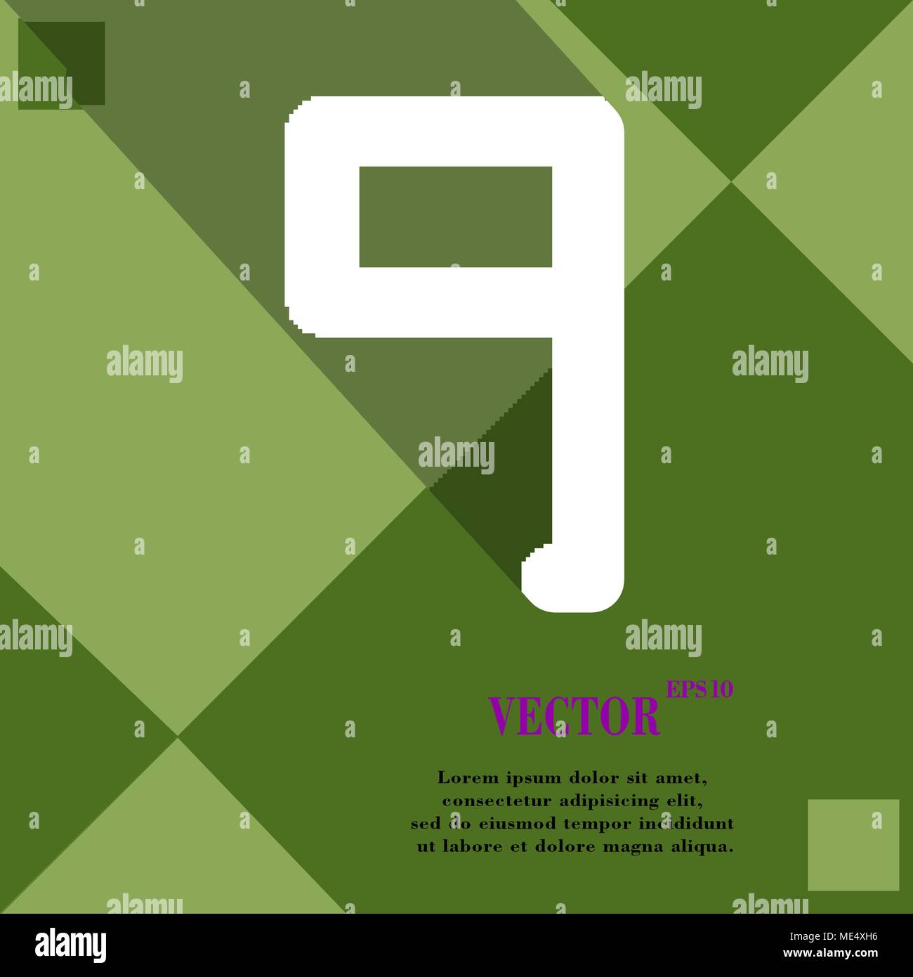 number Nine icon symbol on green abstract geometric background with ...