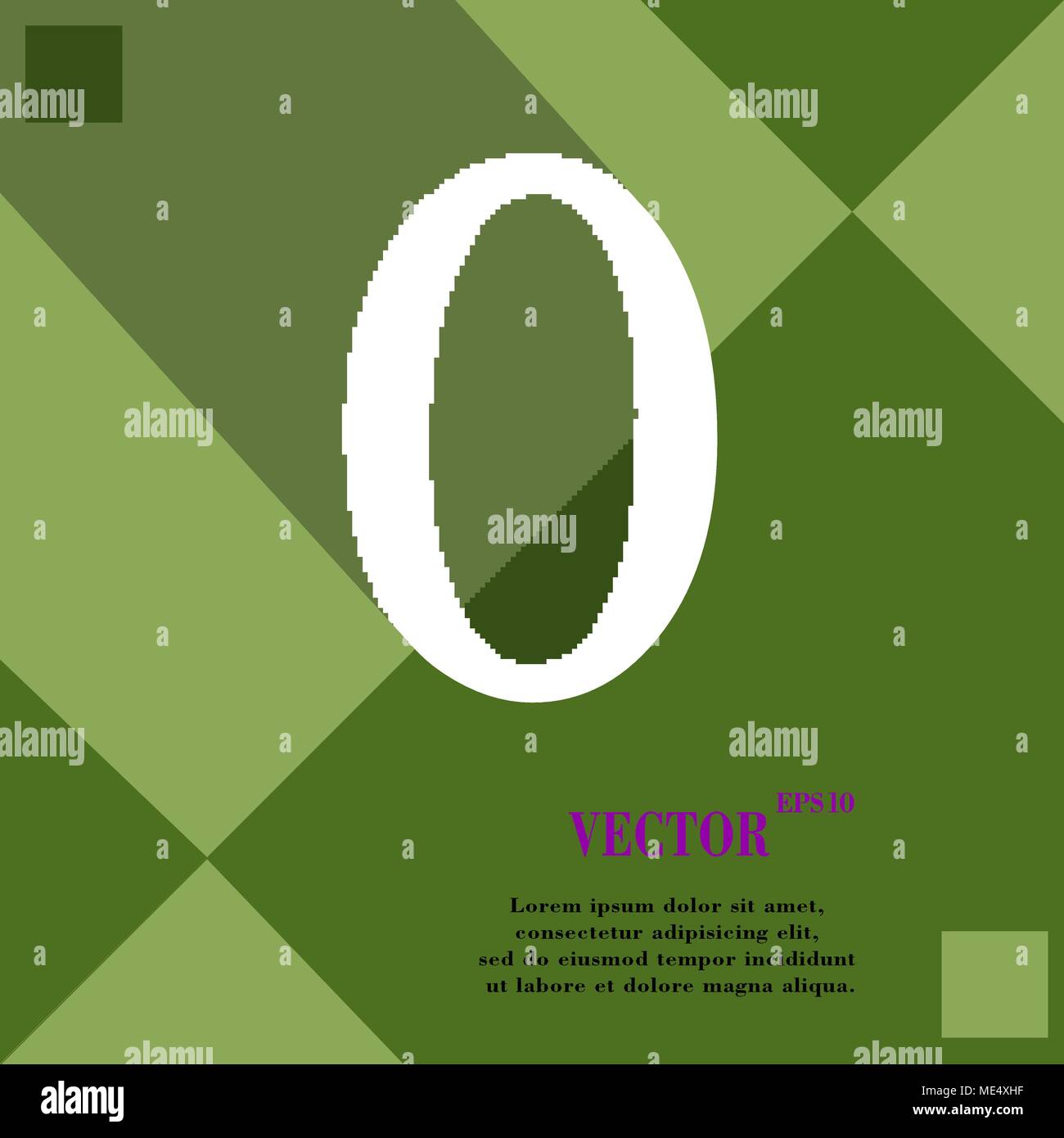 number zero icon symbol on green abstract geometric background with ...