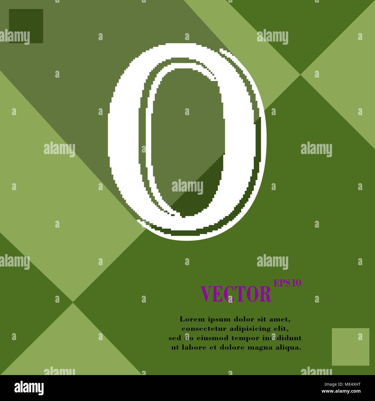 number zero icon symbol on green abstract geometric background with ...