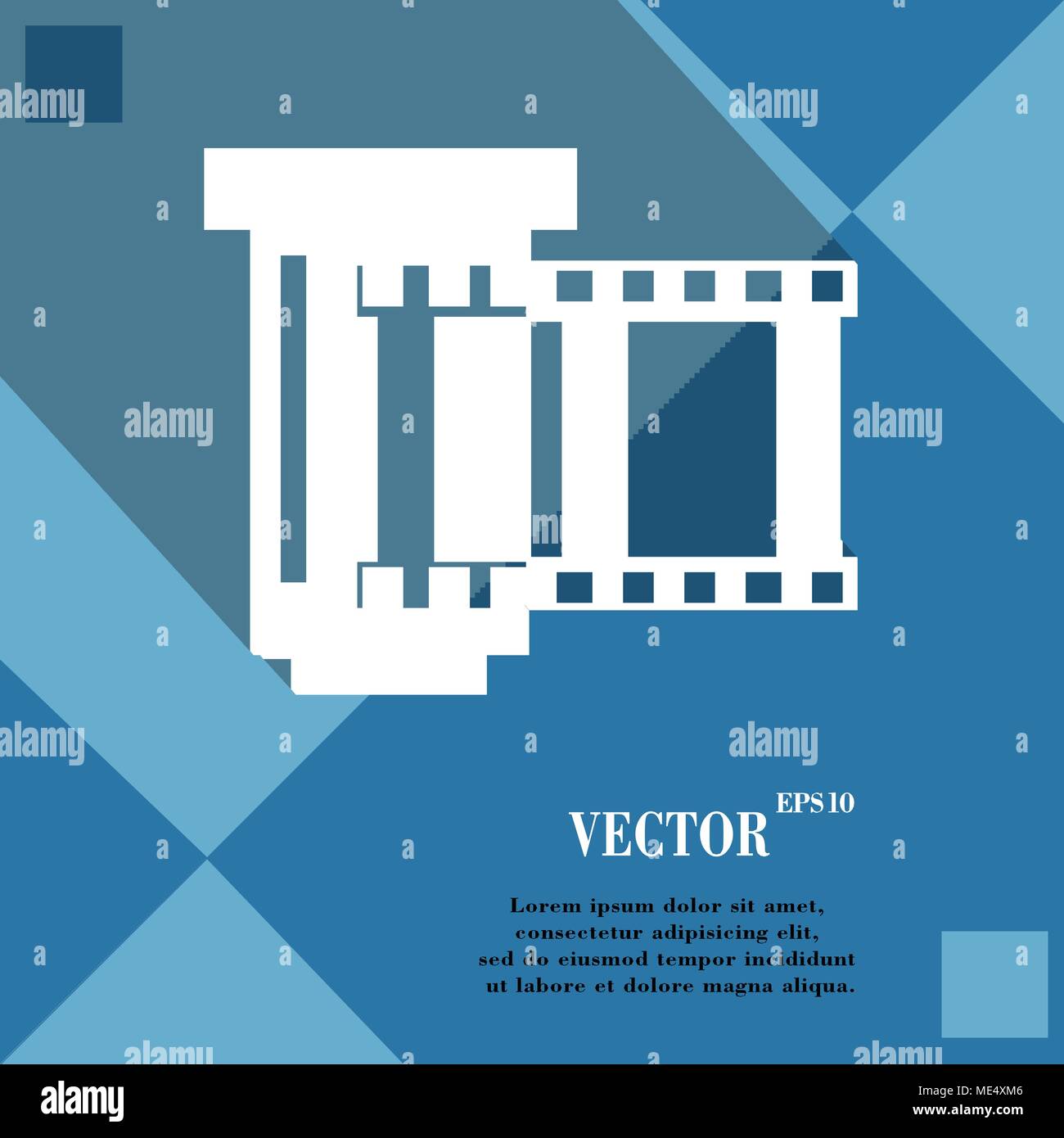 negative films icon symbol on blue abstract geometric background with ...