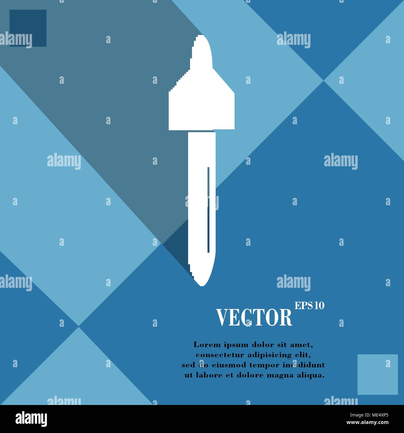 dropper icon symbol on blue abstract geometric background with long ...