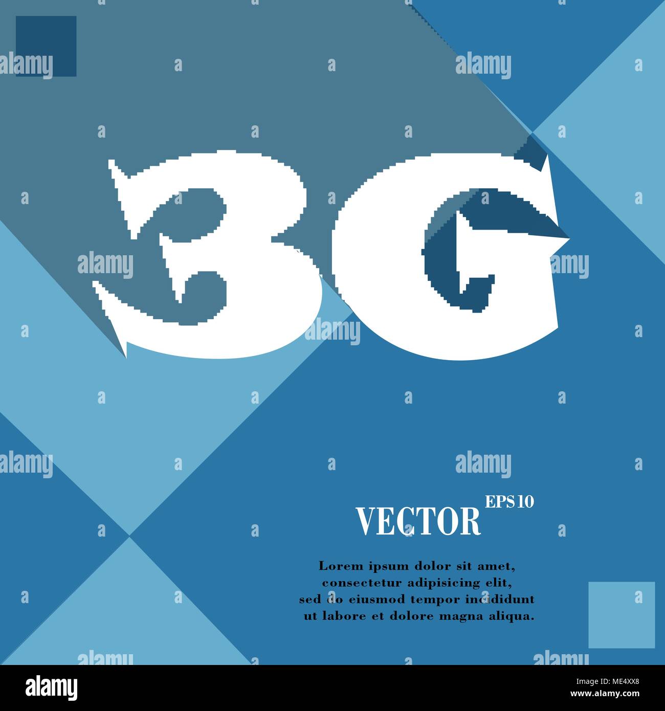 3G icon symbol on blue abstract geometric background with long shadows ...