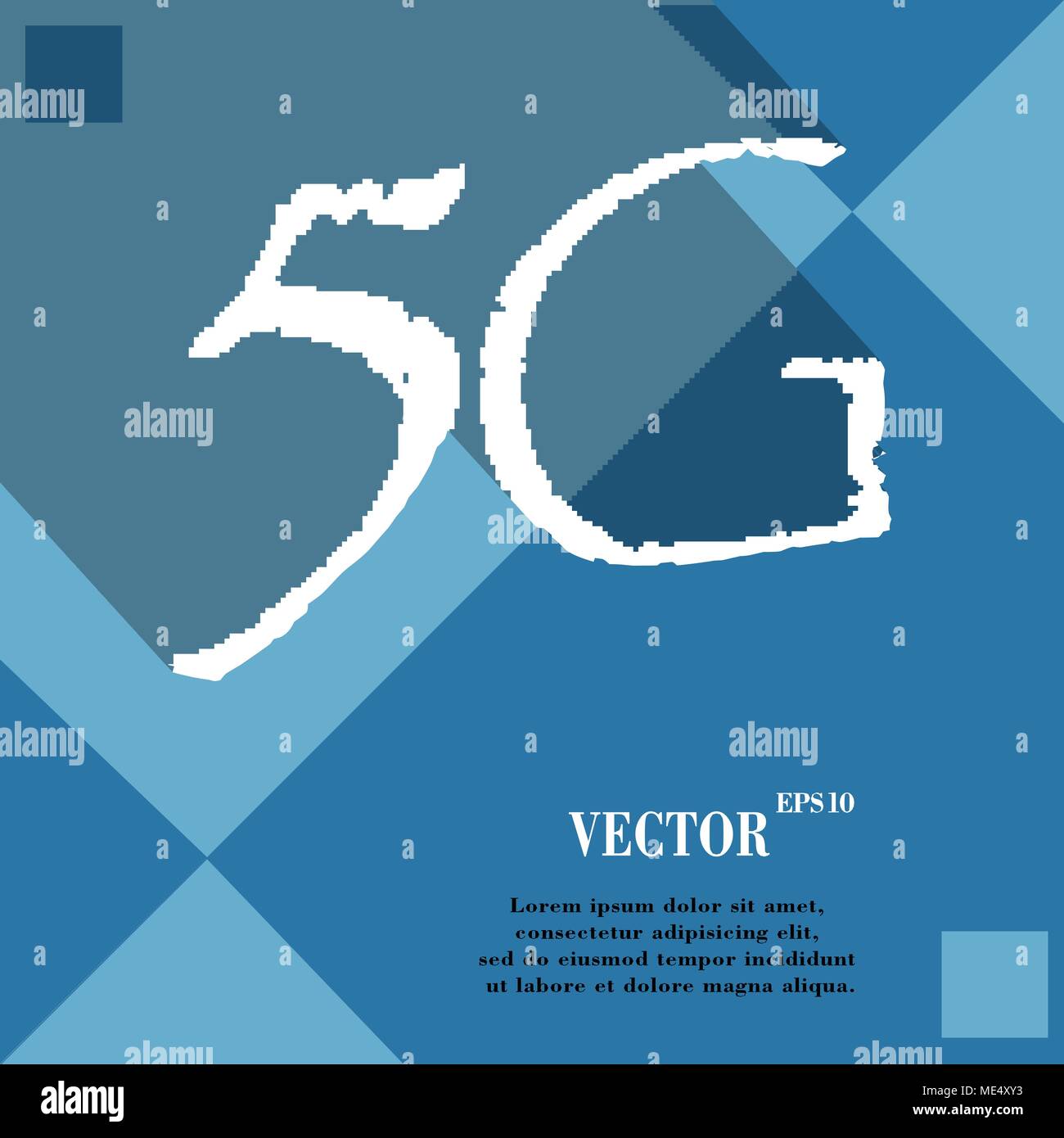 5G icon symbol on blue abstract geometric background with long shadows ...