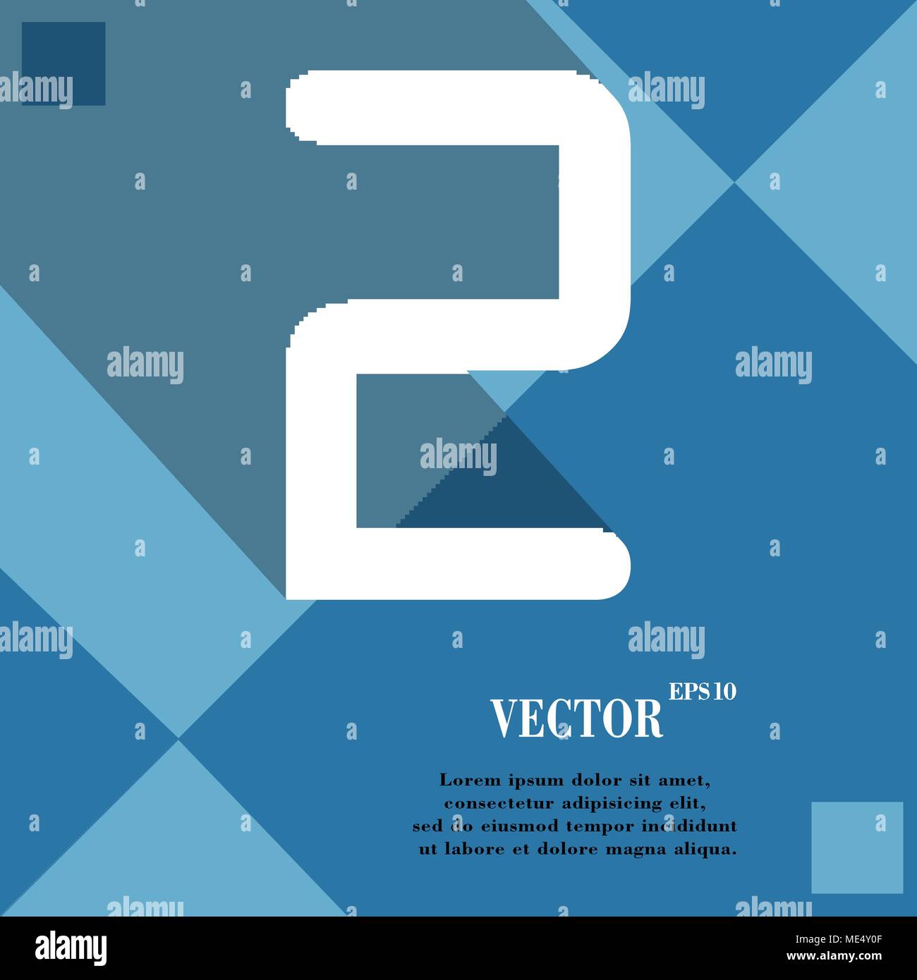 number two icon symbol on blue abstract geometric background with long ...