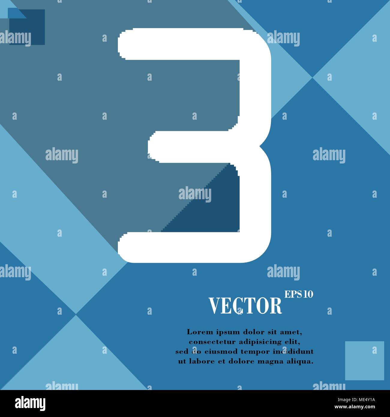 number three icon symbol on blue abstract geometric background with ...