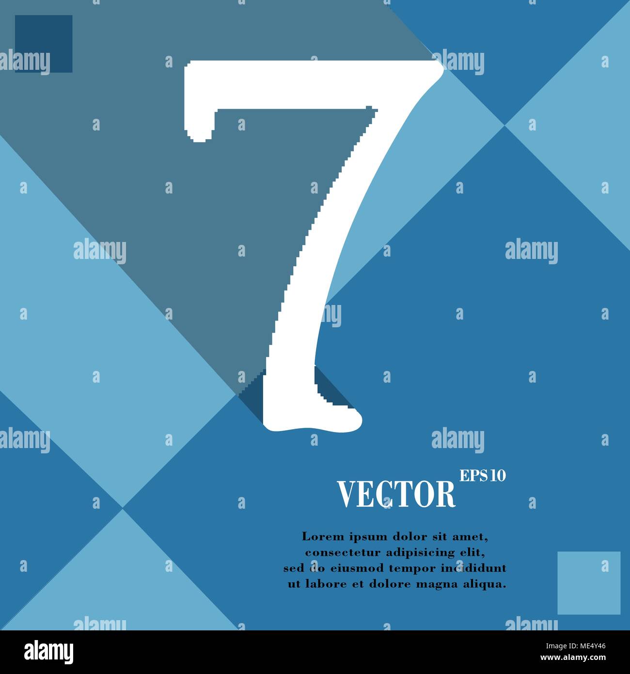 number seven icon symbol on blue abstract geometric background with ...