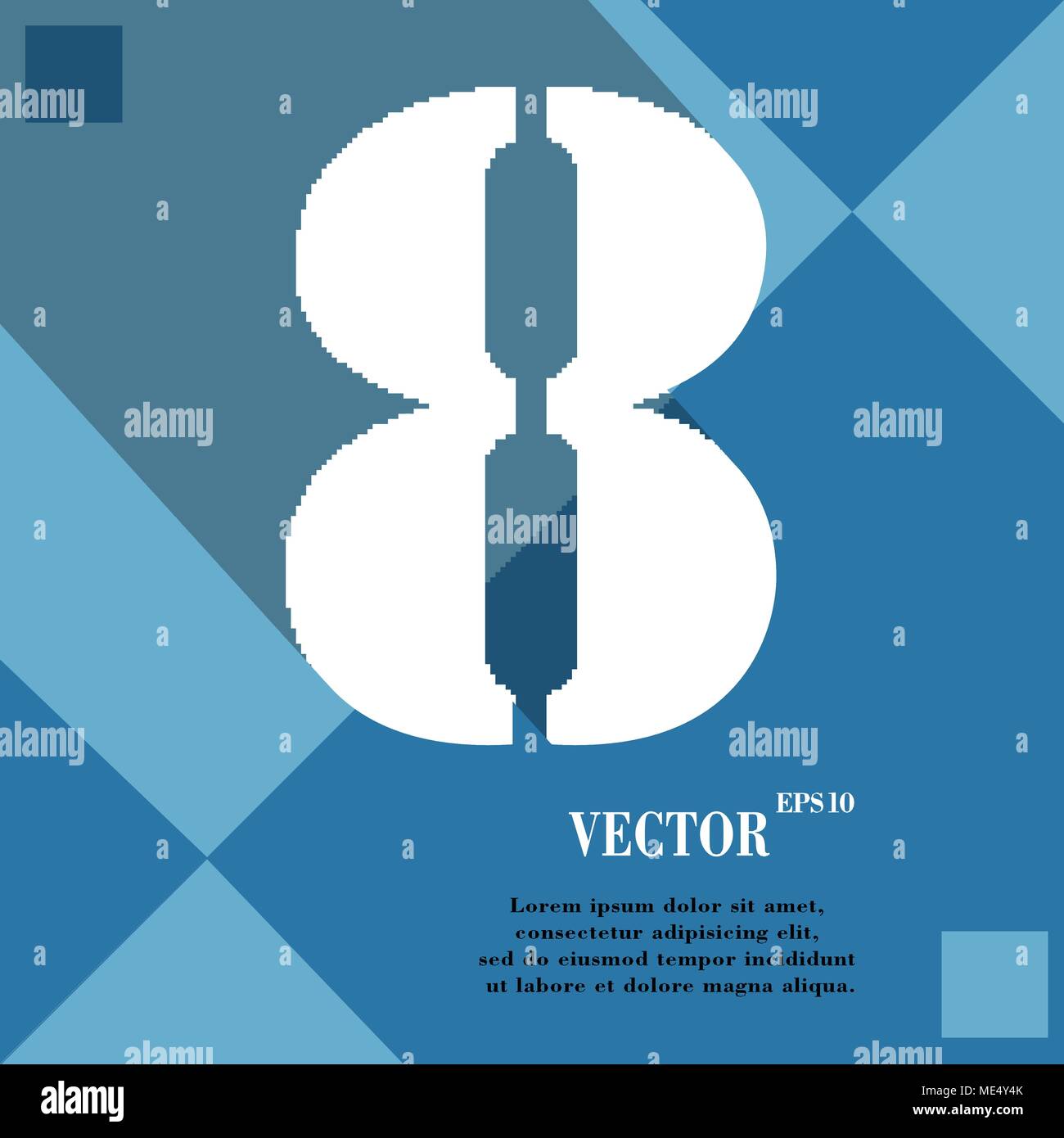 number Eight icon symbol on blue abstract geometric background with ...