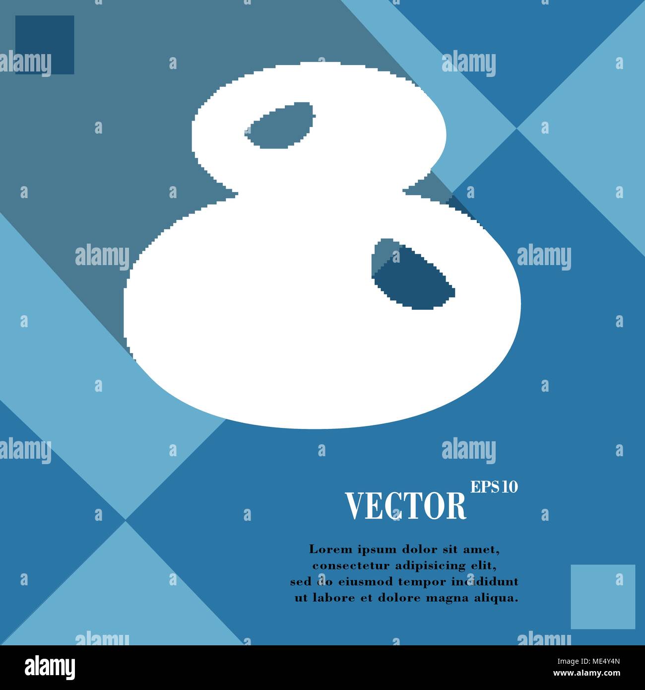 number Eight icon symbol on blue abstract geometric background with ...