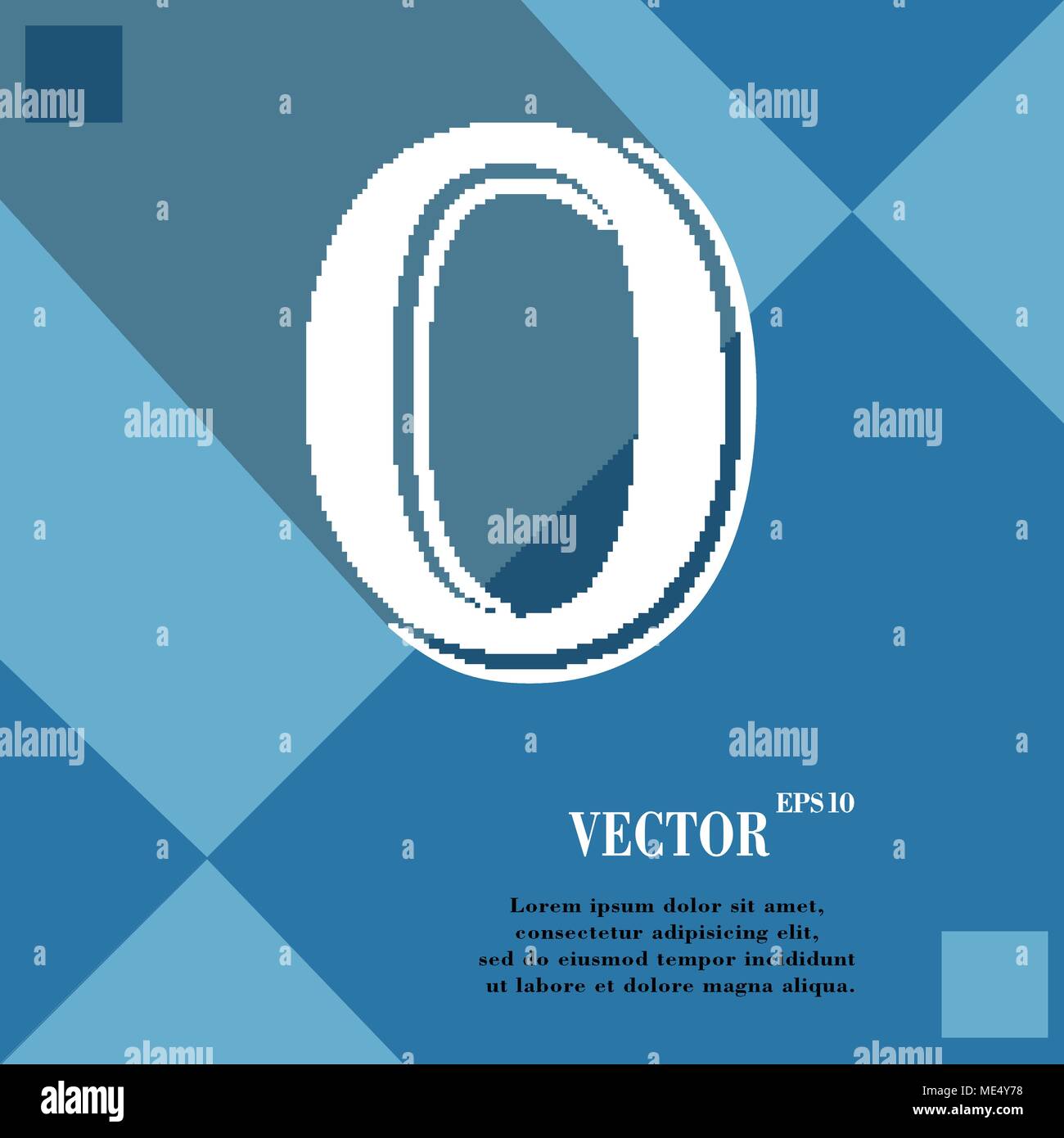 number zero icon symbol on blue abstract geometric background with long ...