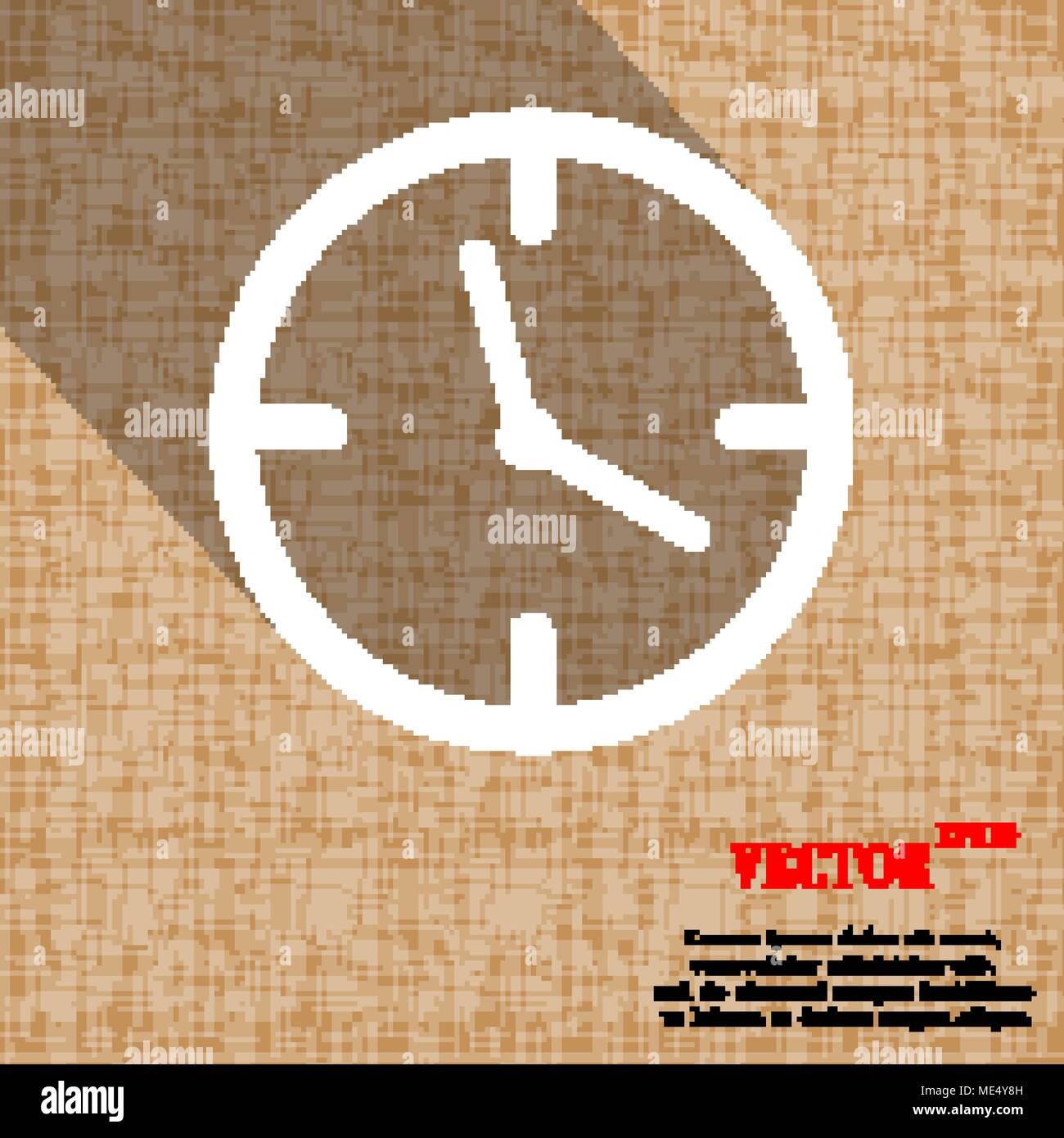 Clock time icon symbol on abstract geometric background with long ...